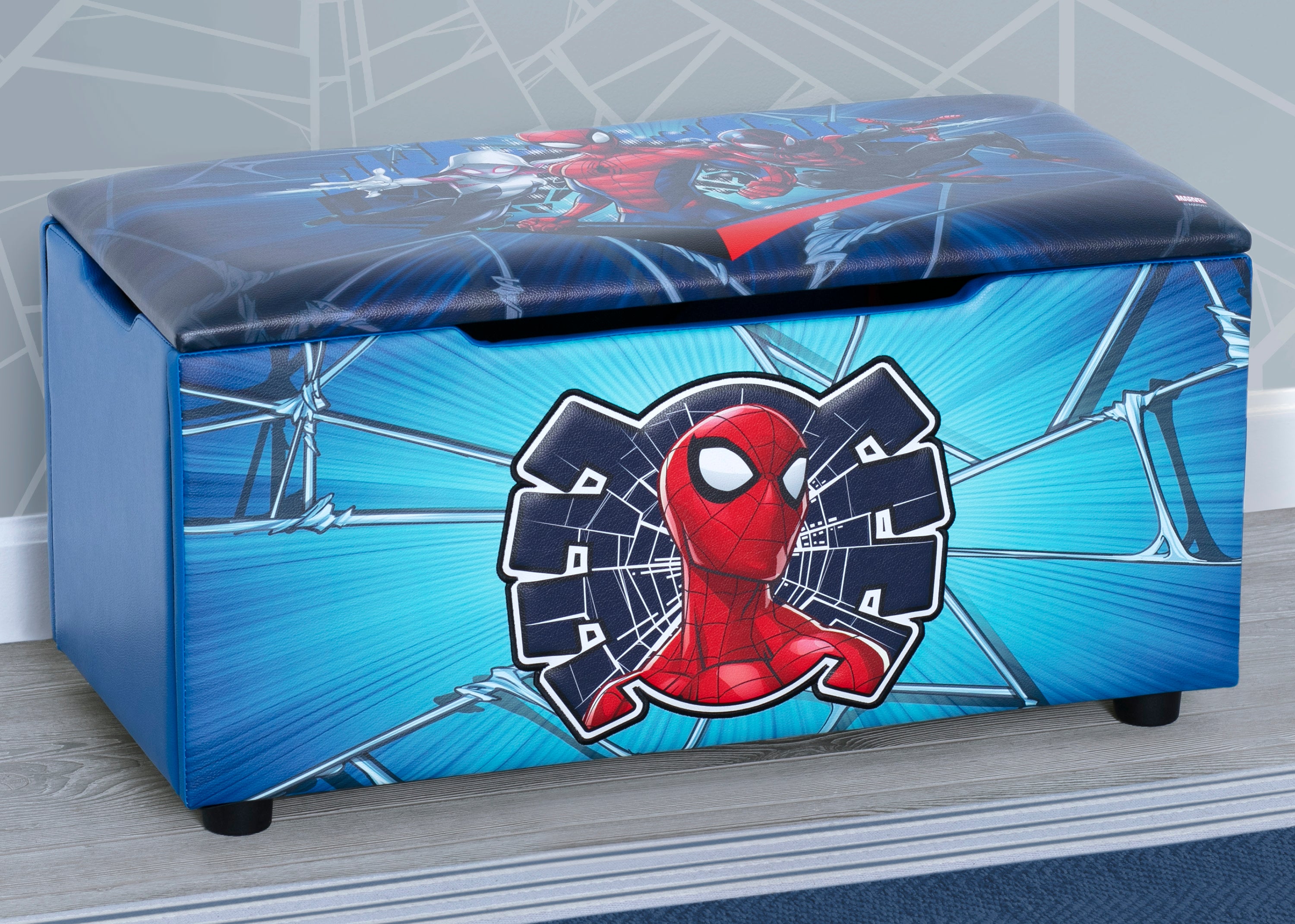 Spider Man Upholstered Storage Bench for Kids Delta Children