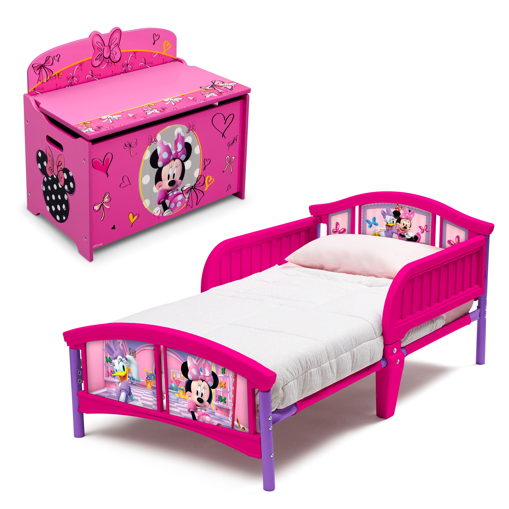 Disney Minnie Mouse 2-Piece Toddler Bedroom Set - Includes Toddler Bed ...