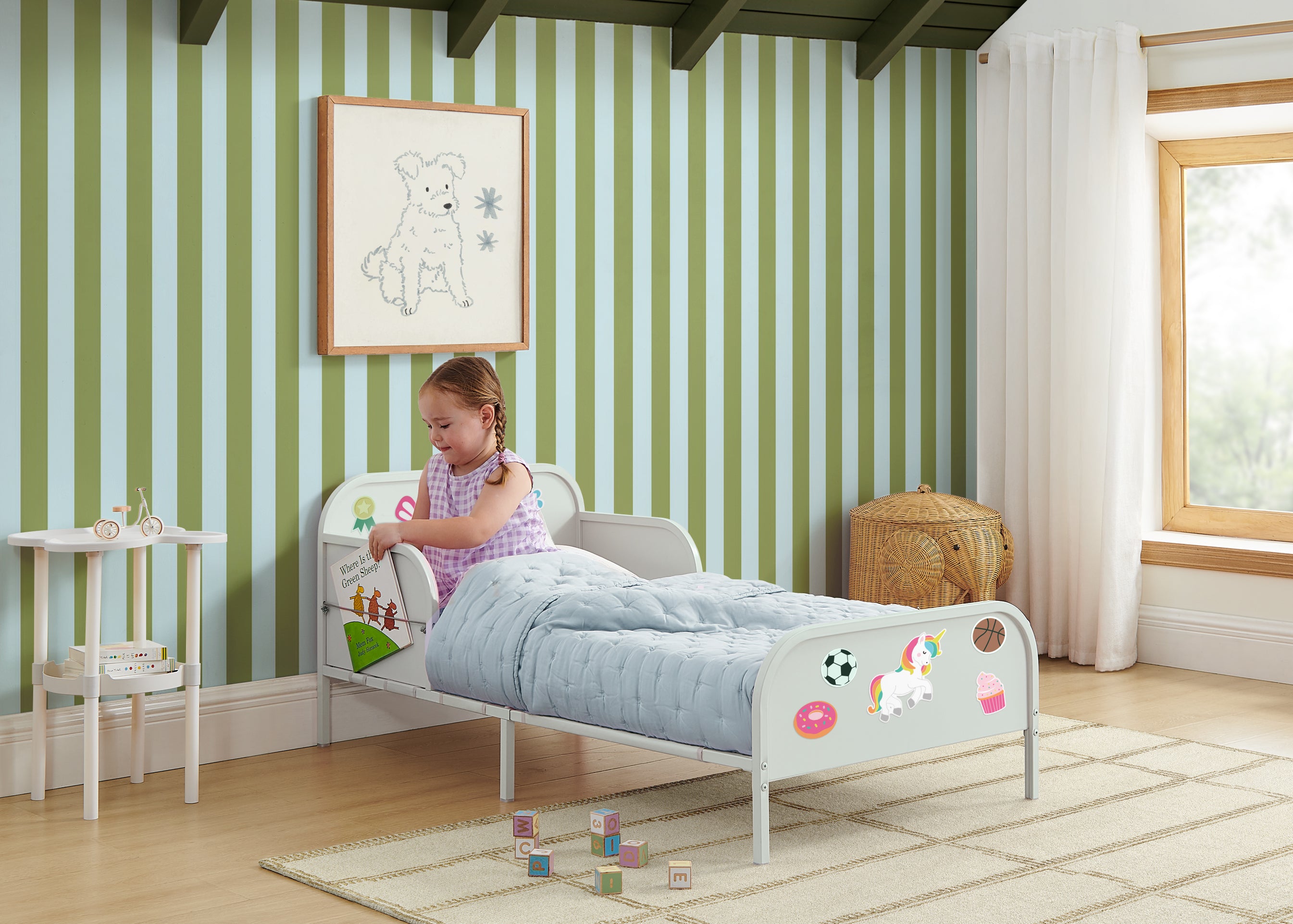 Magic Magnet Toddler Bed with Customizable Magnets & Built-In Book Sto ...