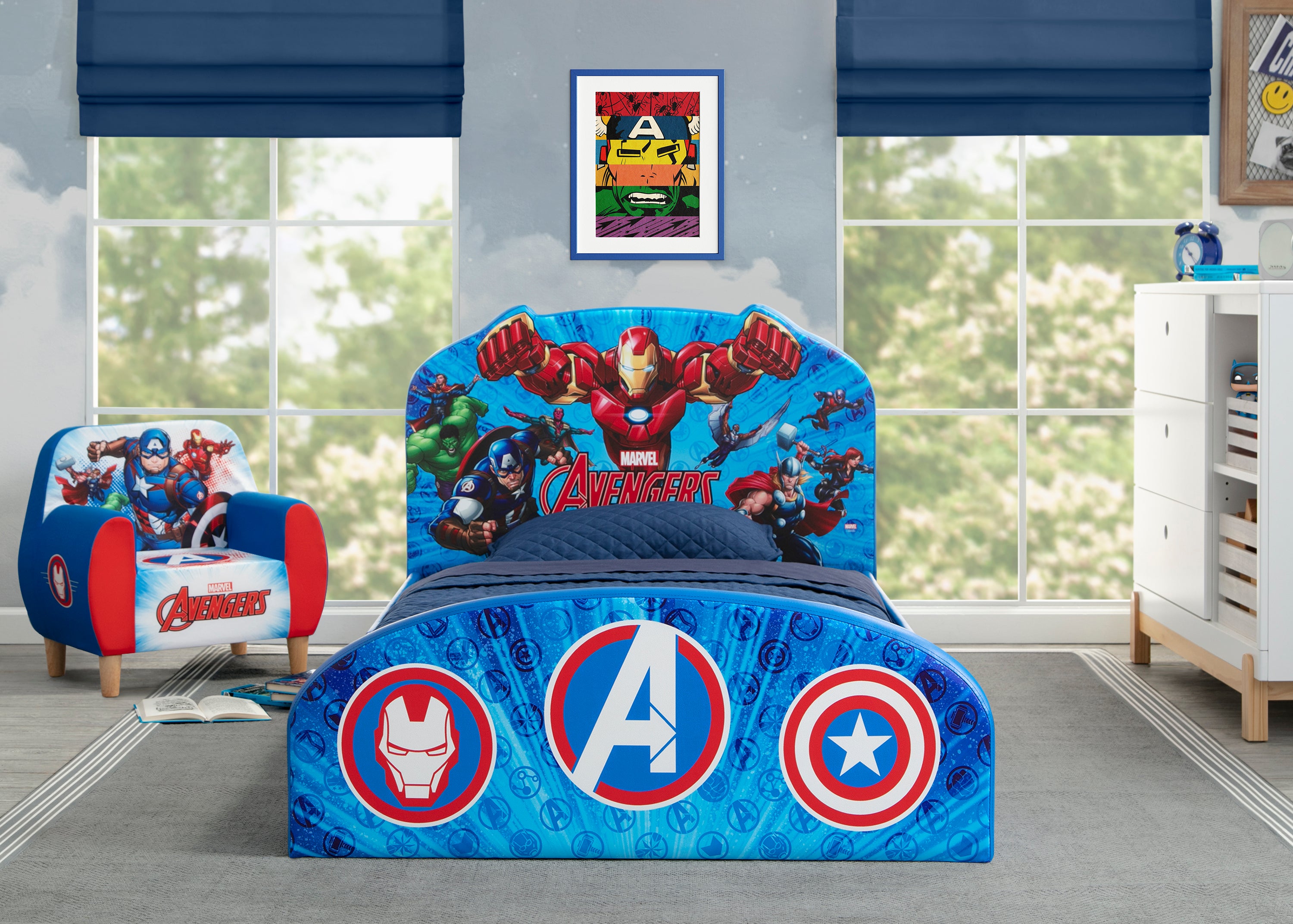 Marvel Avengers Upholstered Twin Bed | Delta Children