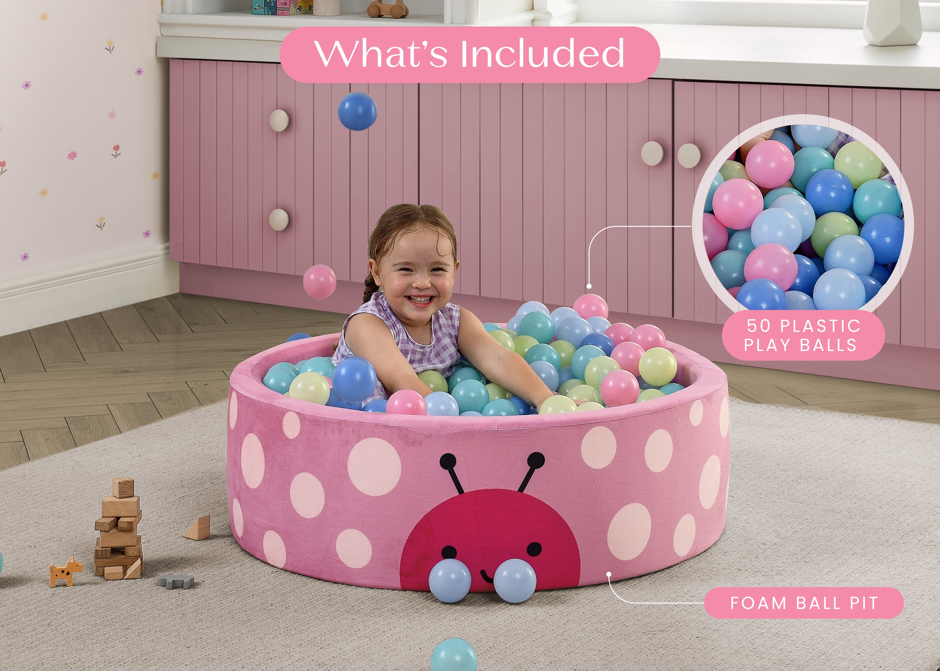 Ladybug Soft Ball Pit with 50 Play Balls | Delta Children