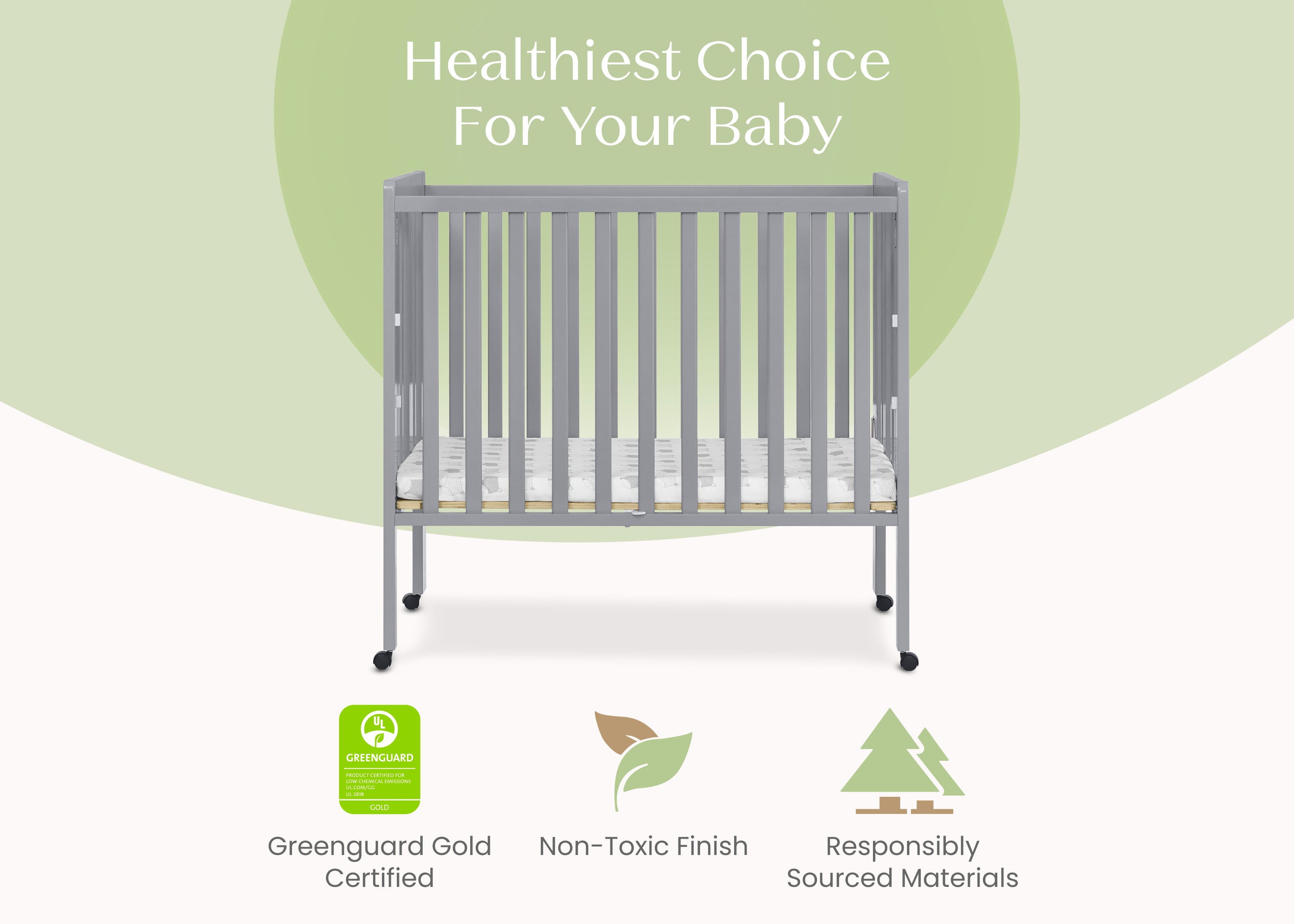 Lee Portable Folding Mini Crib with 1.5-Inch Mattress | Delta Children