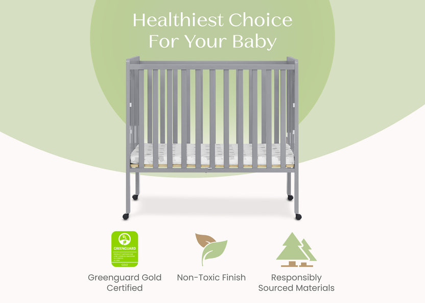 Lee Portable Folding Mini Crib with 1.5-Inch Mattress | Delta Children