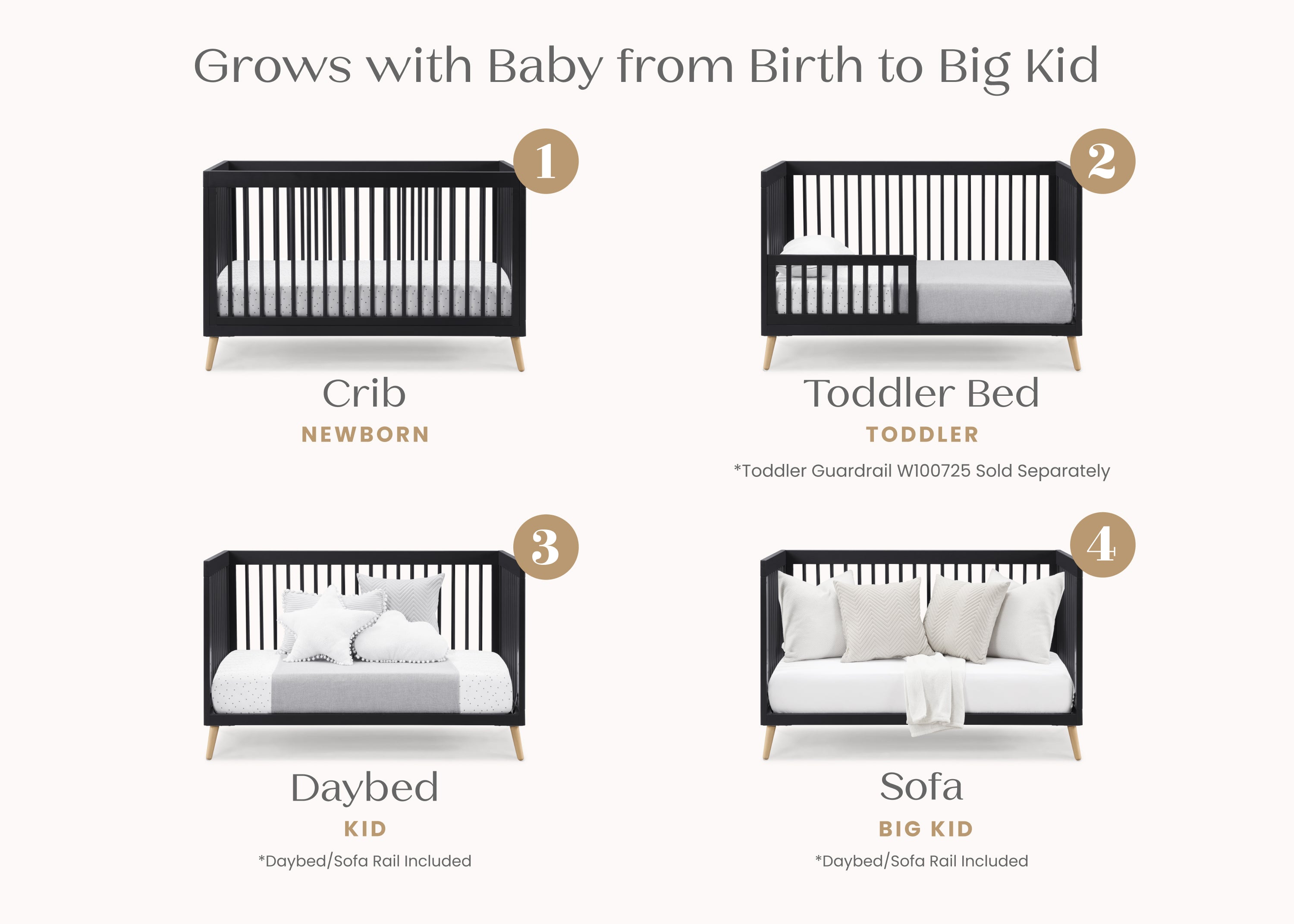 Jordan 4-In-1 Convertible Crib - Delta Children