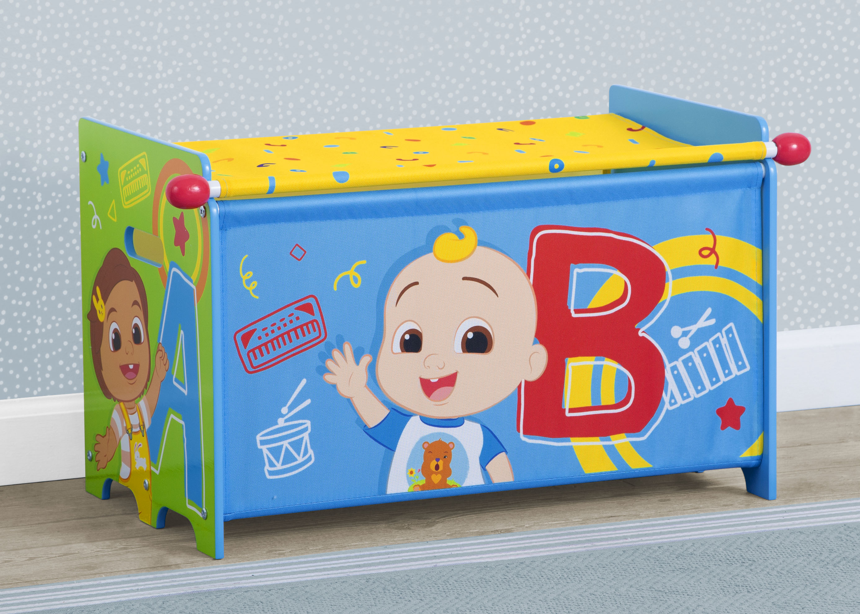 CoComelon Toy Box with Retractable Fabric Top | Delta Children