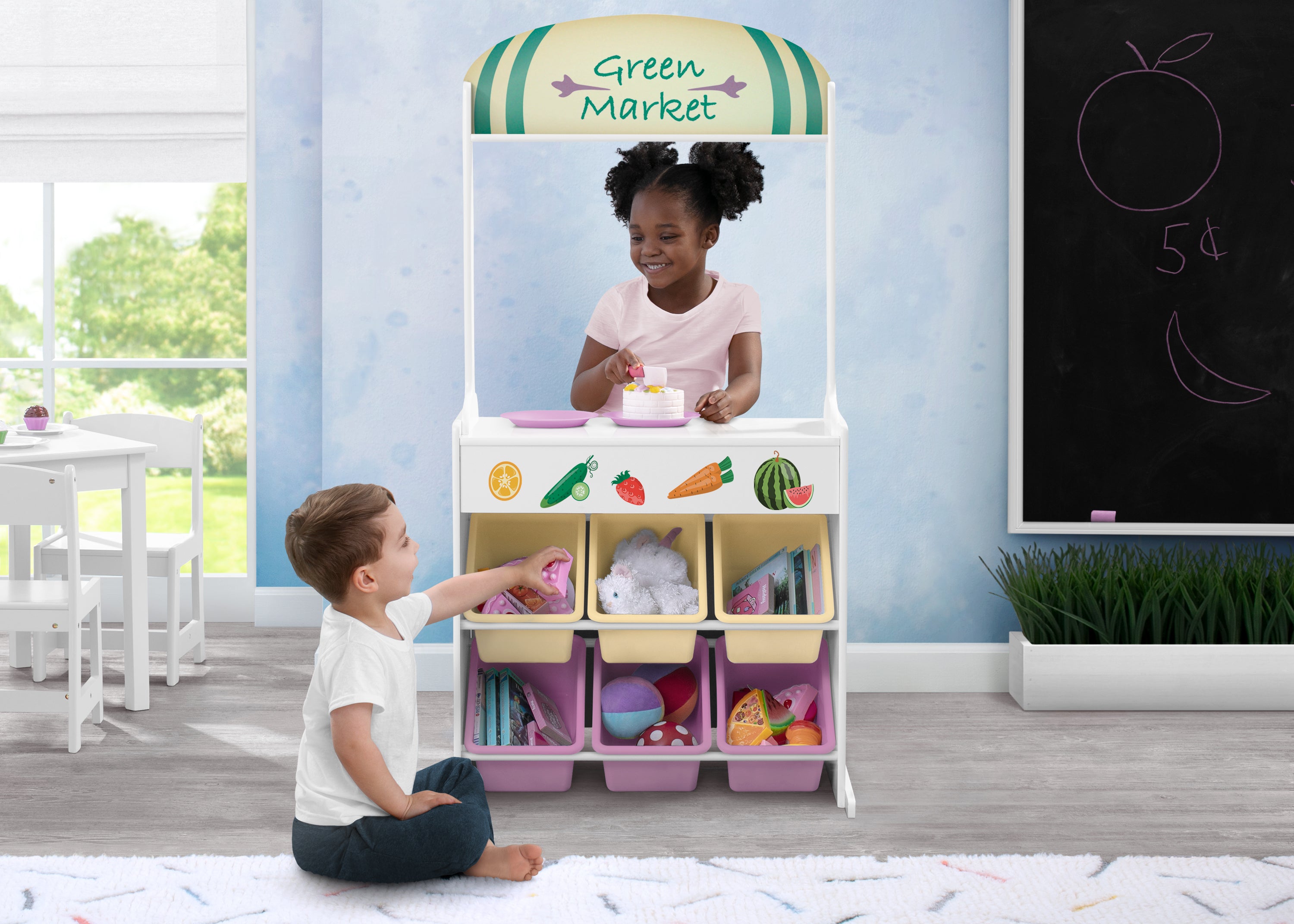 Reversible 4-in-1 Pretend Play Center with Chalkboard | Delta Children