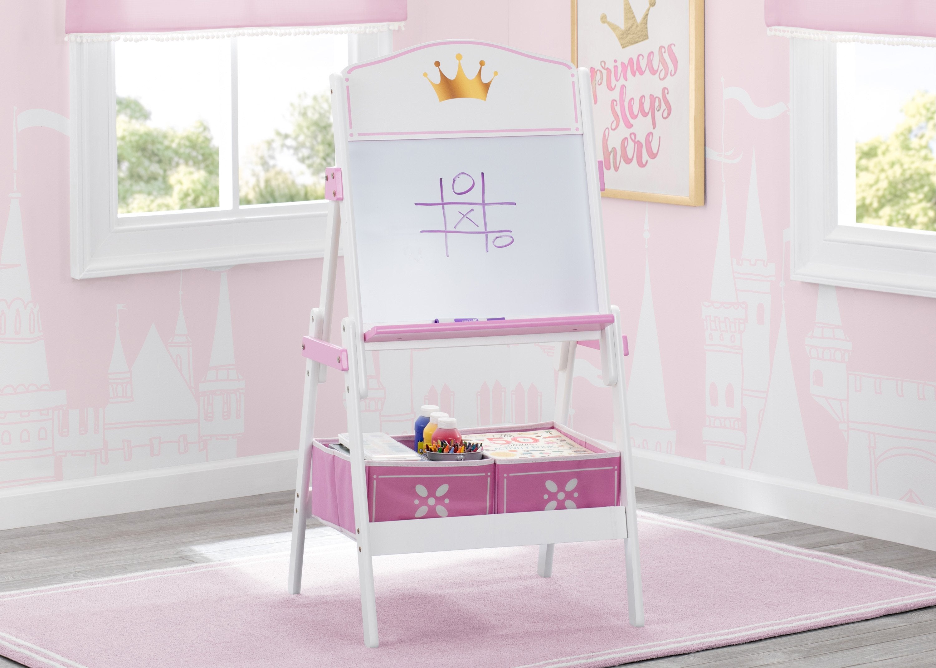 Princess Crown Wooden Activity Easel with Storage - Delta Children