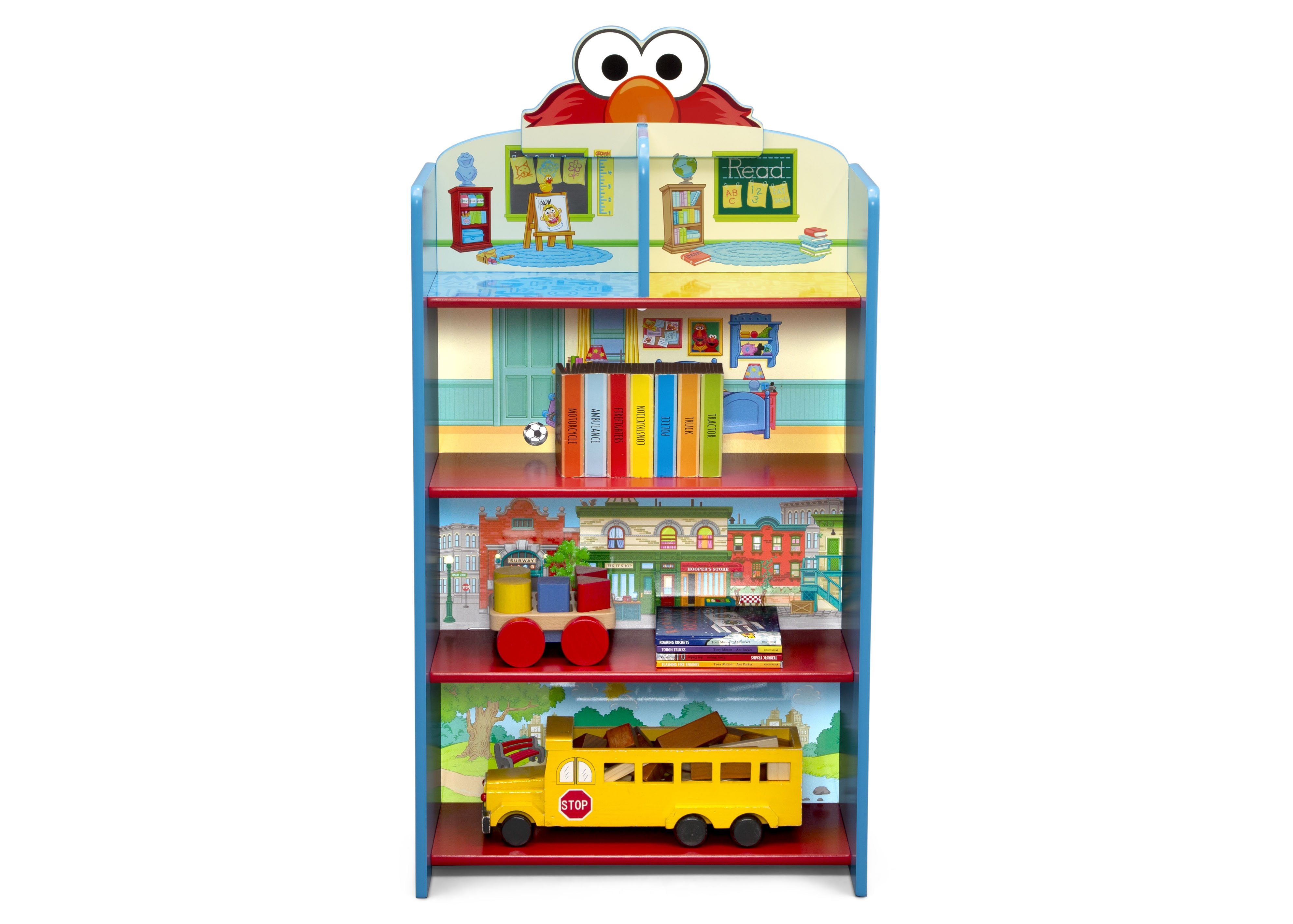 Sesame Street Wooden Playhouse 4-Shelf Bookcase - Delta Children