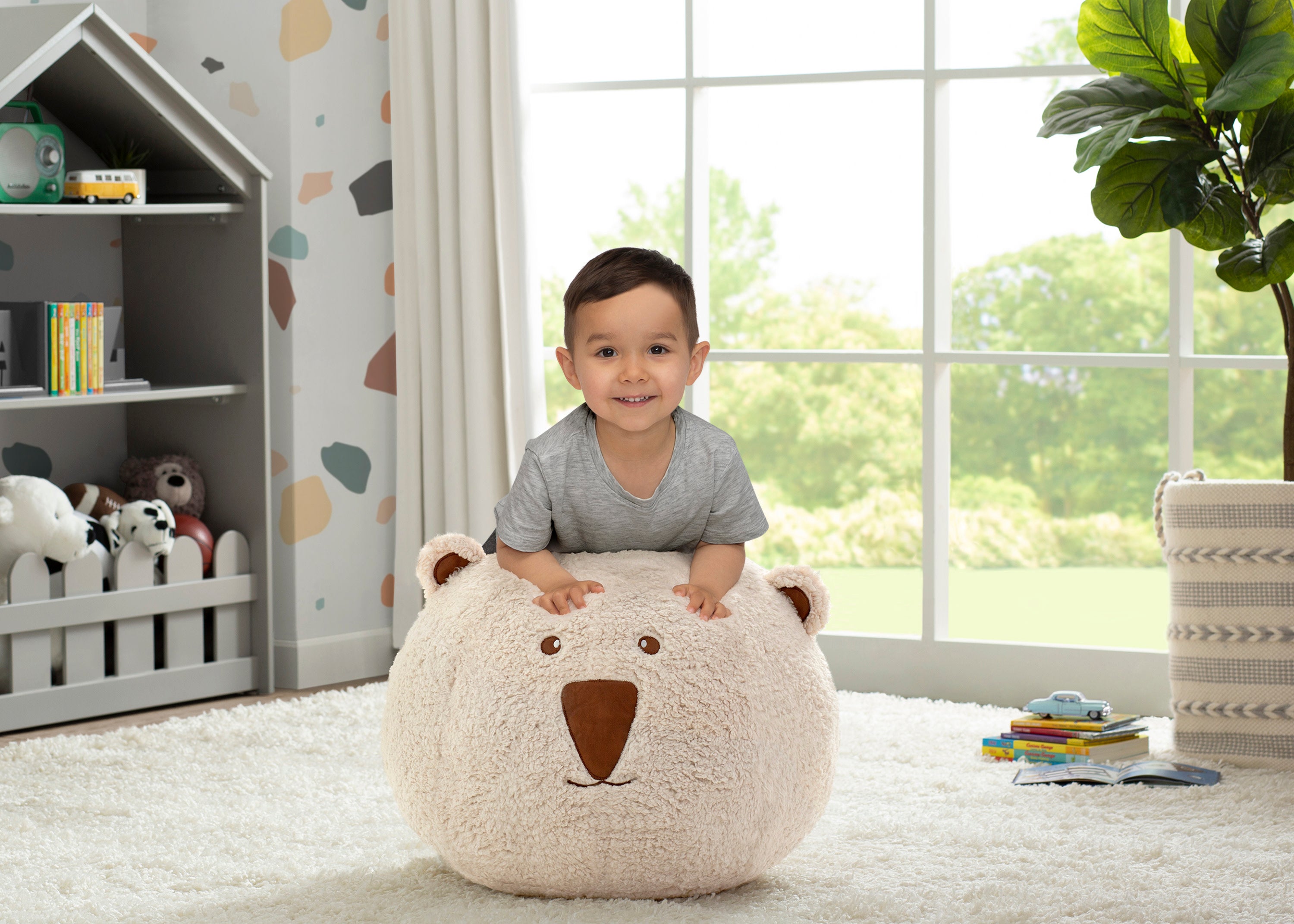 Bear Plush Foam Pouf Ottoman - Delta Children