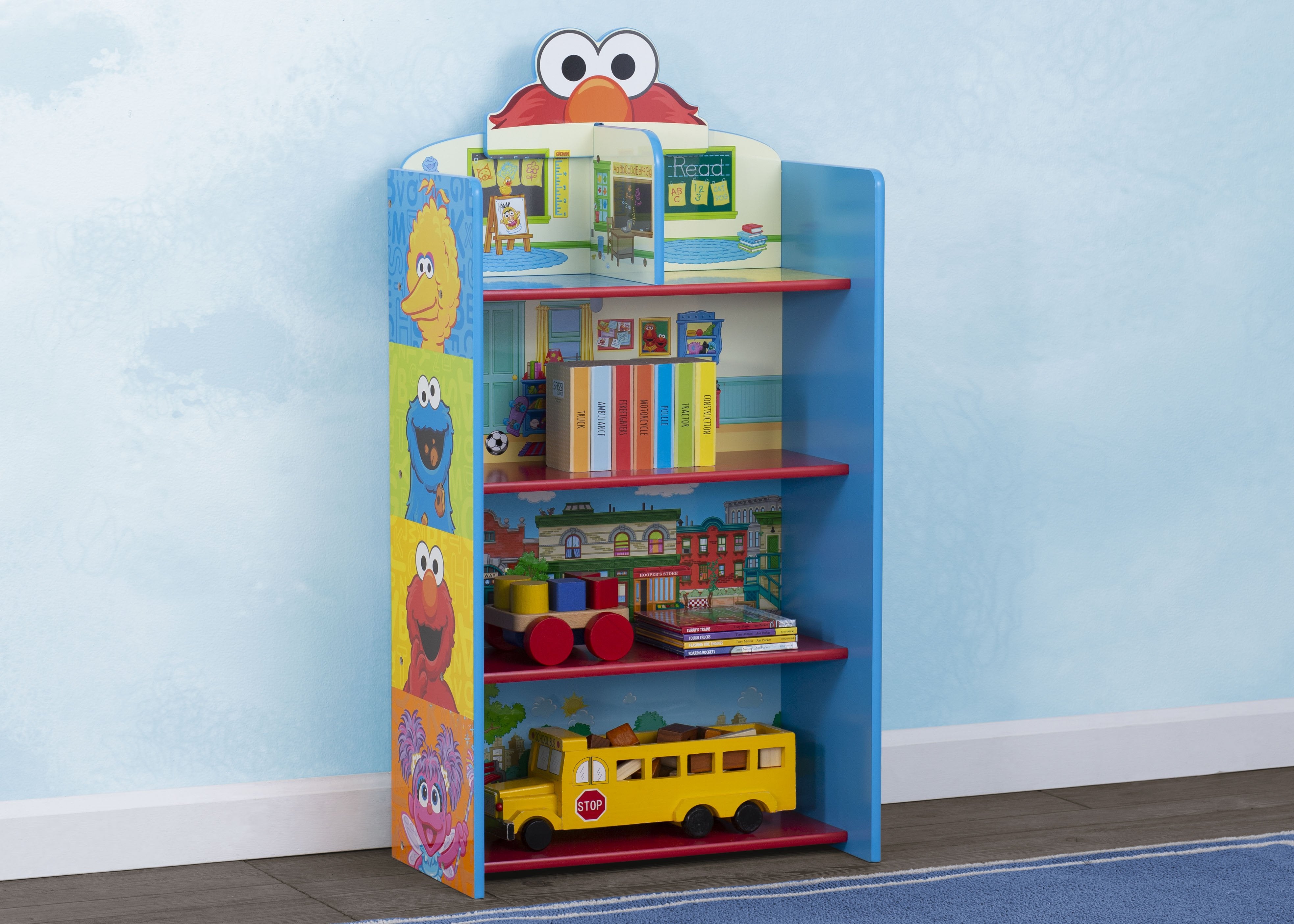 Sesame Street Wooden Playhouse 4-Shelf Bookcase - Delta Children